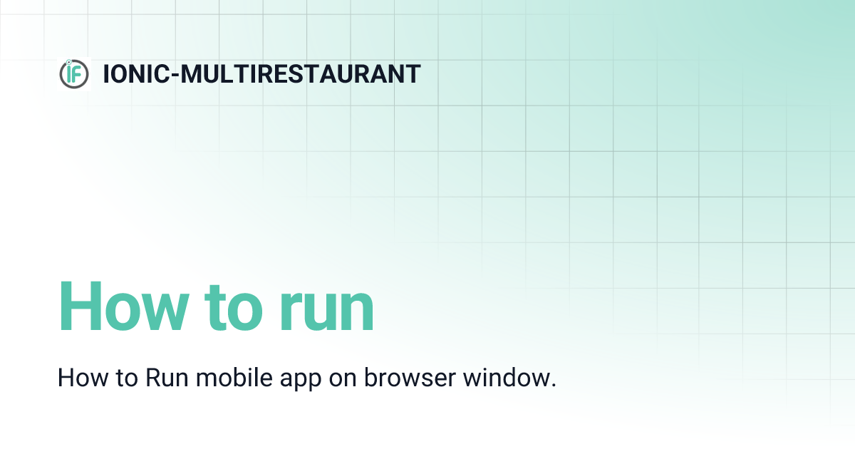 How to run | IONIC-MULTIRESTAURANT