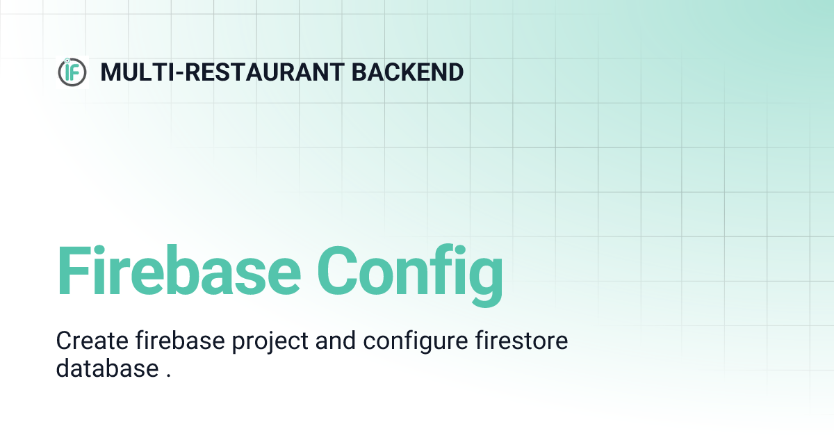 Firebase Config | MULTI-RESTAURANT BACKEND