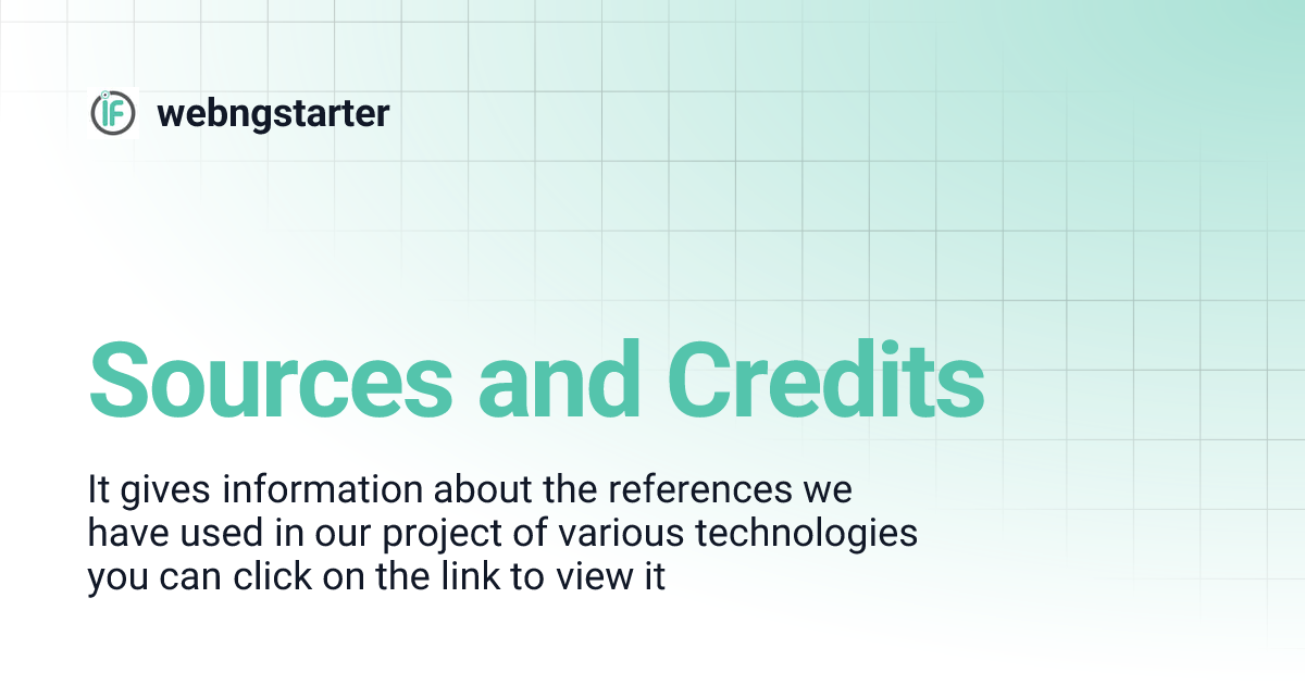 Sources and Credits | webngstarter